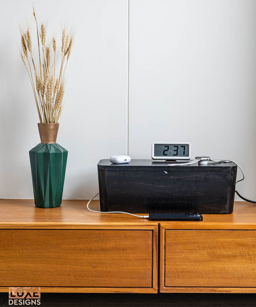 Cable Management Wood Box - Black – LuxeDesigns