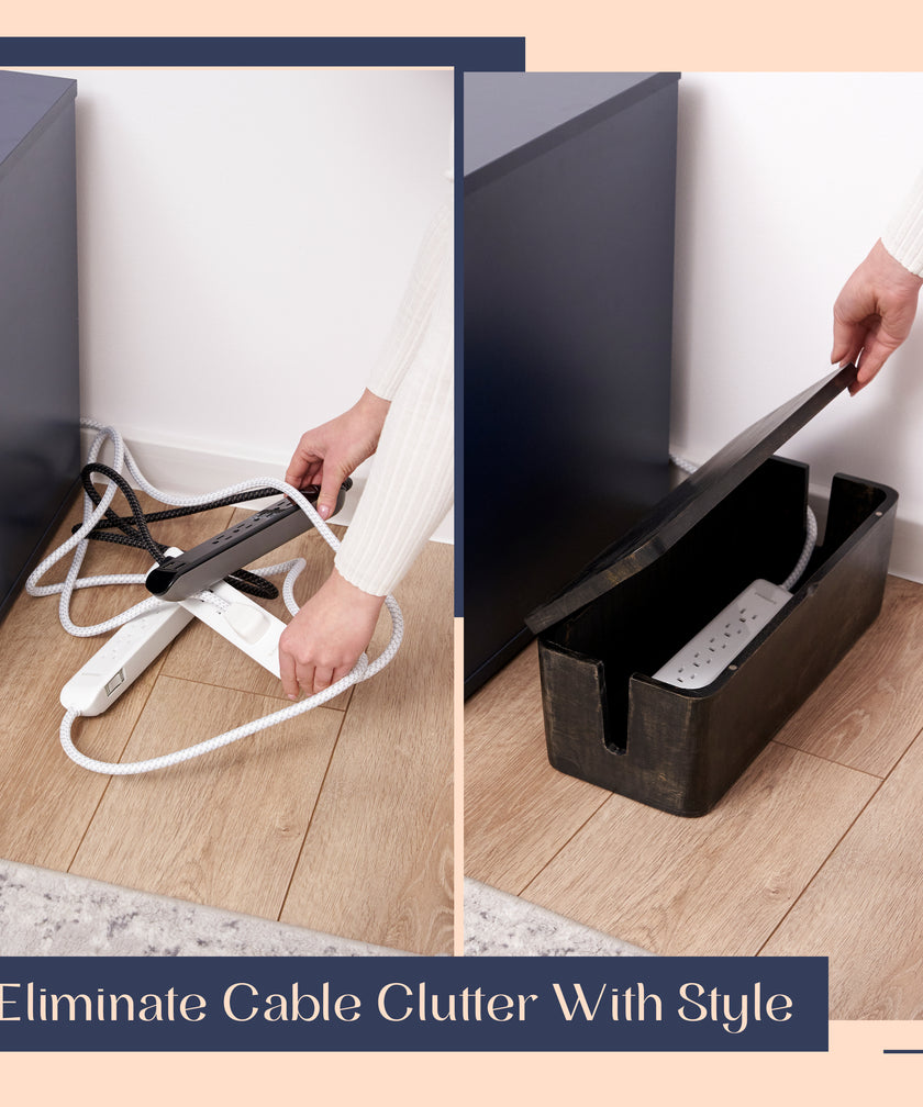 Cable Management Wood Box (IND-BlackMangoBox) – LuxeDesigns