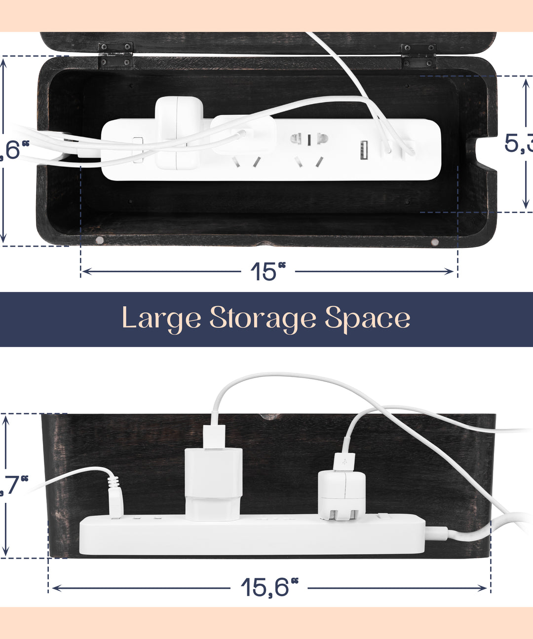 Cable Management Wood Box (IND-BlackMangoBox) – LuxeDesigns