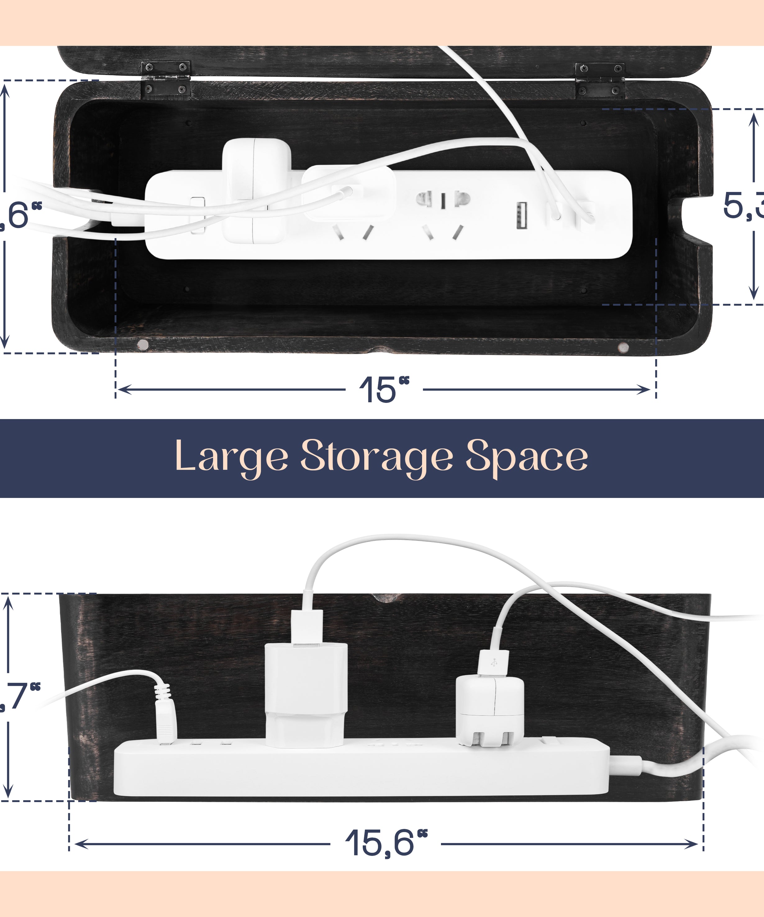 Cable Management Wood Box (IND-BlackMangoBox) – LuxeDesigns